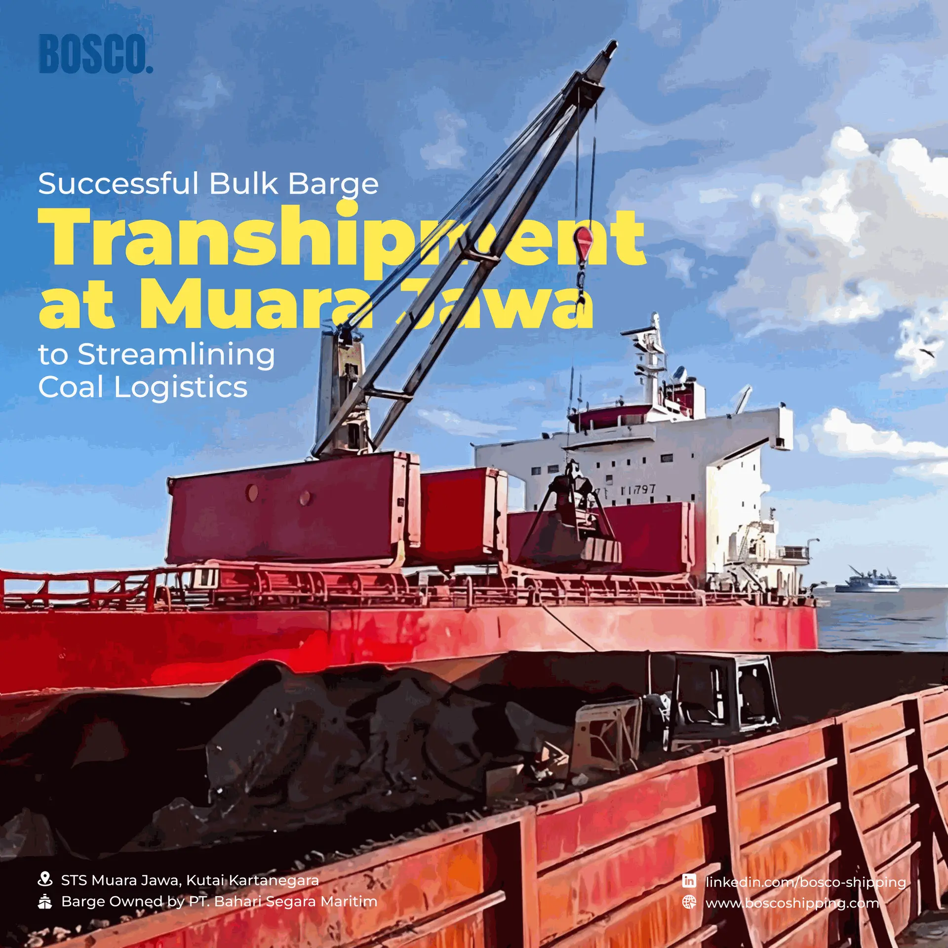 Successful Bulk Barge Transhipment at Muara Jawa to Streamlining Coal Logistics | Bosco Shipping